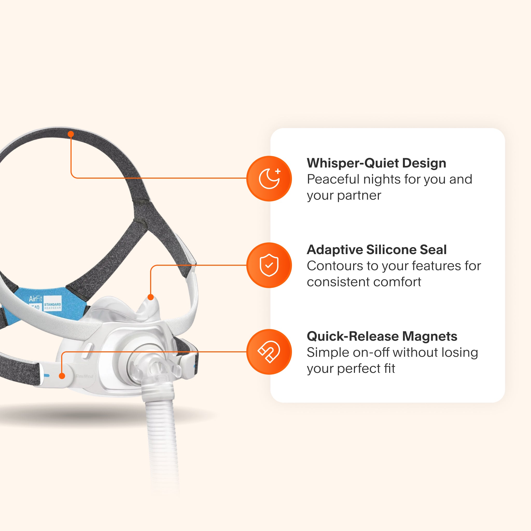 ResMed AirFit F40 Full Face CPAP Mask with Headgear - cpap.com