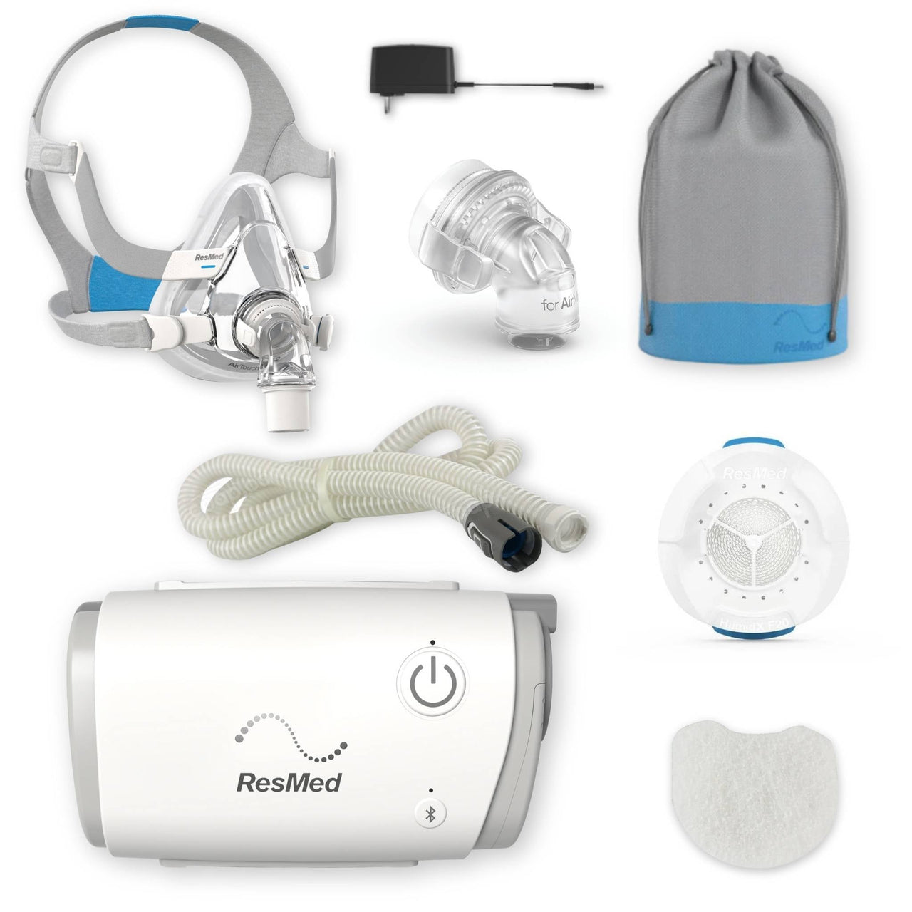 ResMed AirMini with AirTouch F20 Full Face Mask Bundle - cpap.com