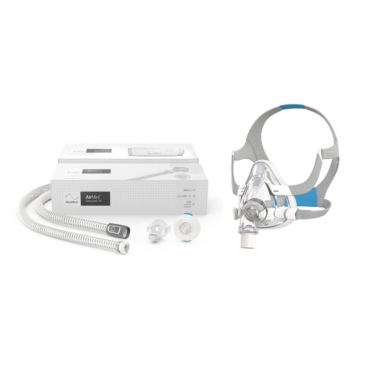 ResMed AirMini with AirTouch F20 Full Face Mask Bundle - cpap.com