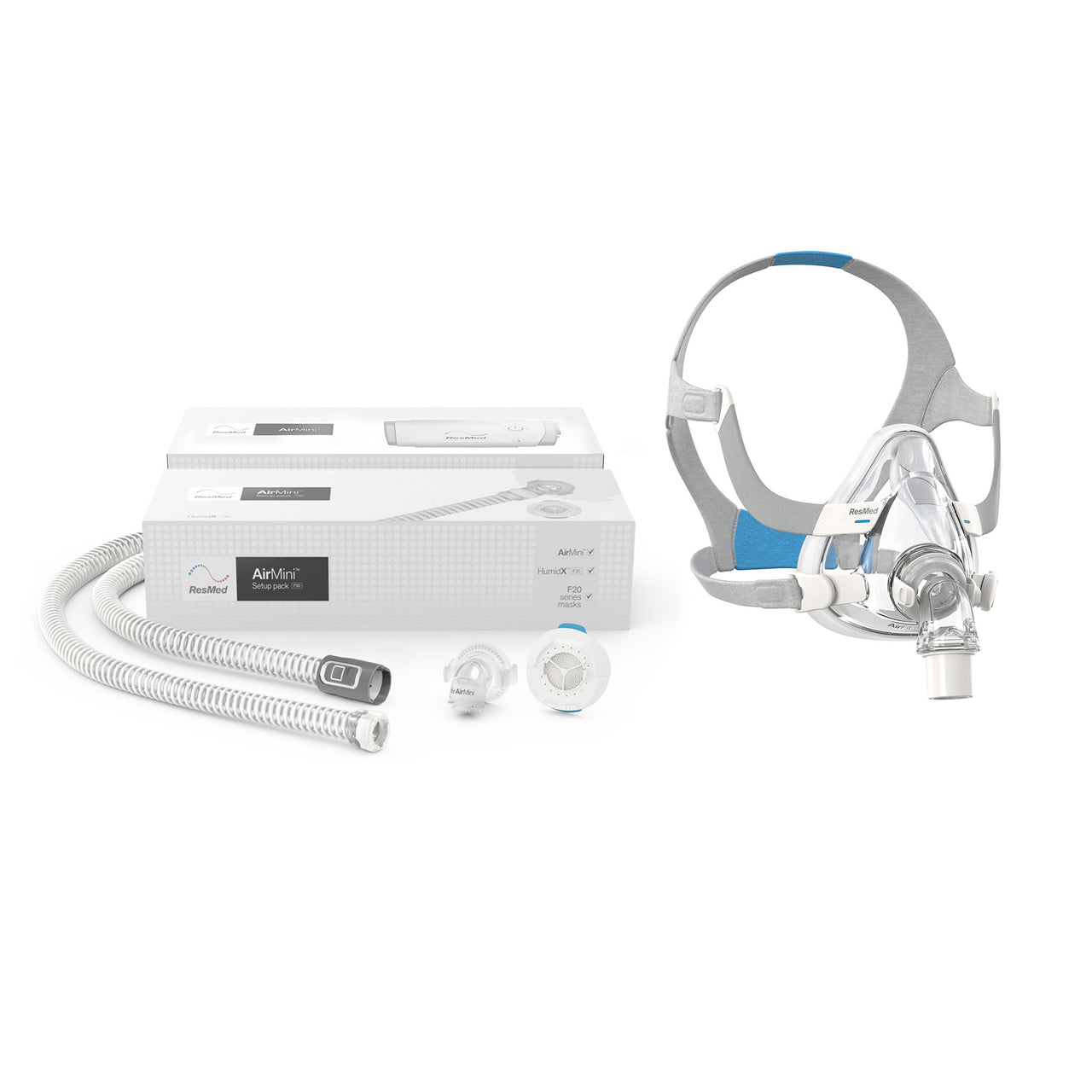 ResMed AirMini with AirFit F20 Full Face Mask Bundle - cpap.com