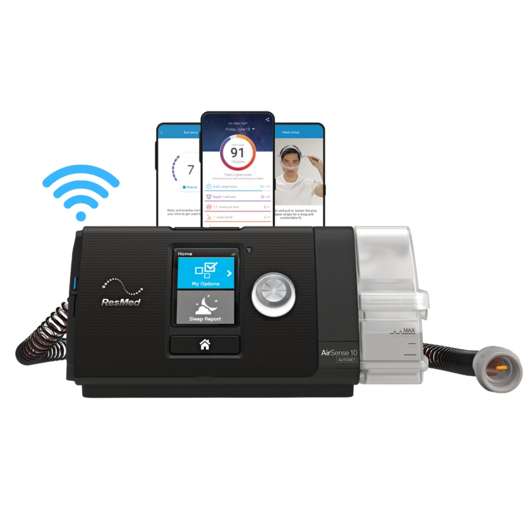 ResMed AirSense 10 AutoSet CPAP Machine with HumidAir Heated Humidifie ...